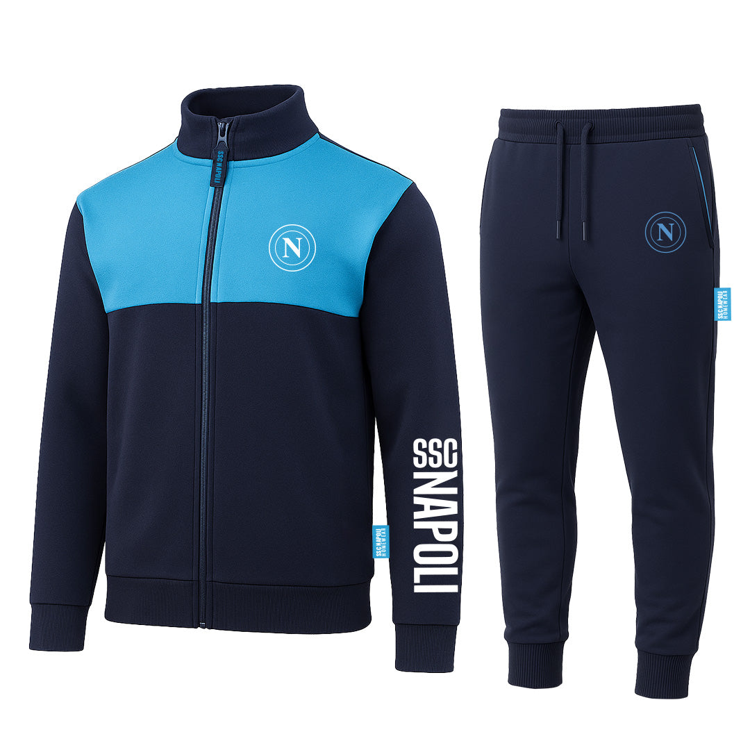 Tuta Felpata Full Zip Celeste Logo Ssc Napoli – Napoli Store