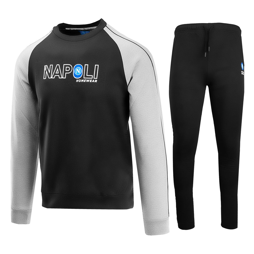 Tuta Bambino Nera Homewear Pigiama Girocollo con Scritta SSC Napoli ...